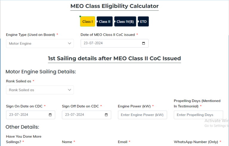 MEO Class 1 Eligibility
