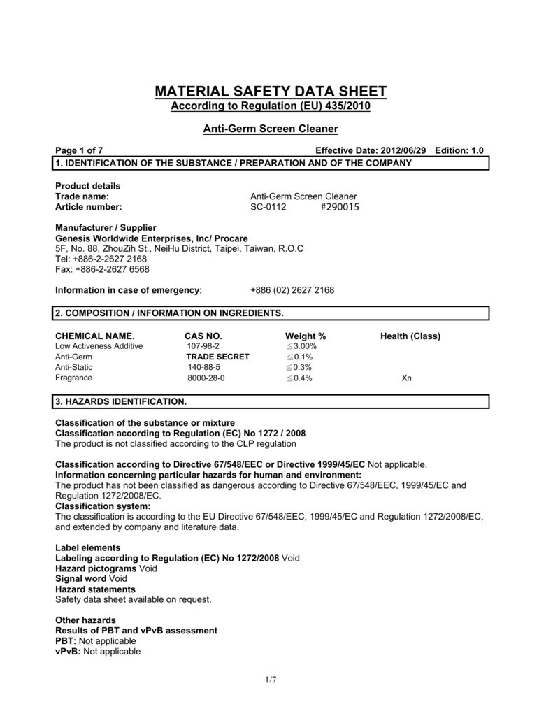 What is Material Safety Data Sheet on Ship